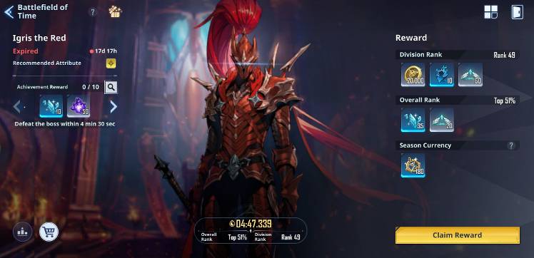 (F2P) Battlefield of Time : Igris the Red, Overall Rank Rewards, Share ...