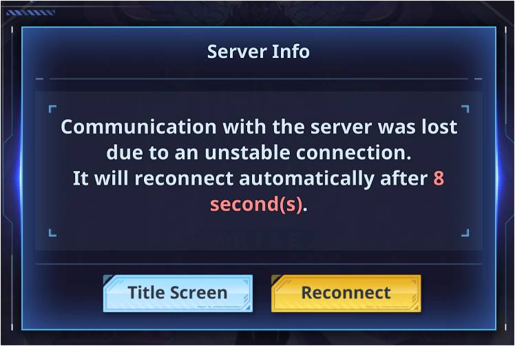 Communication with the server was lost due to unstable connection ...