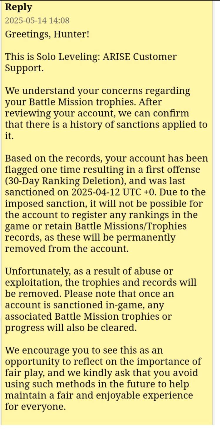 Subject : False Flag on "Unusual Play" – Trophy Reset Issue - Solo Leveling:ARISE