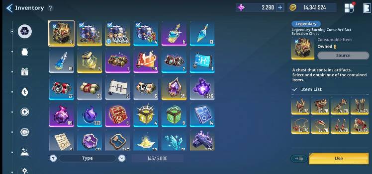 My Random inventory in the game - Solo Leveling:ARISE