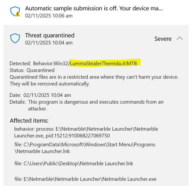 Malware detected when installing Netmarble launcher - Solo Leveling:ARISE