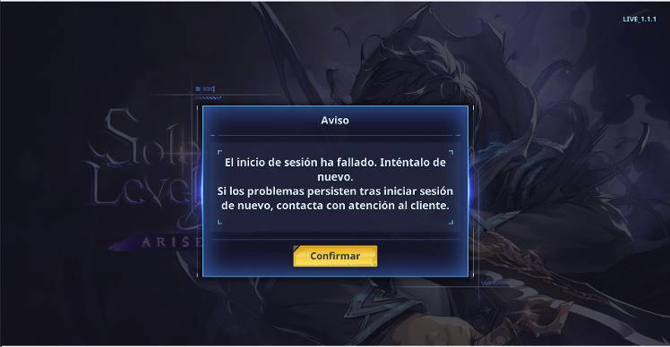 no puedo logearme - Solo Leveling:ARISE