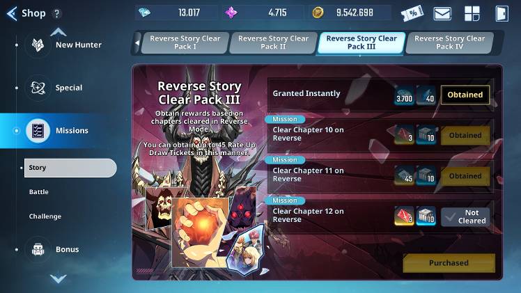 Reverse Story Clear Pack III issue - Solo Leveling:ARISE