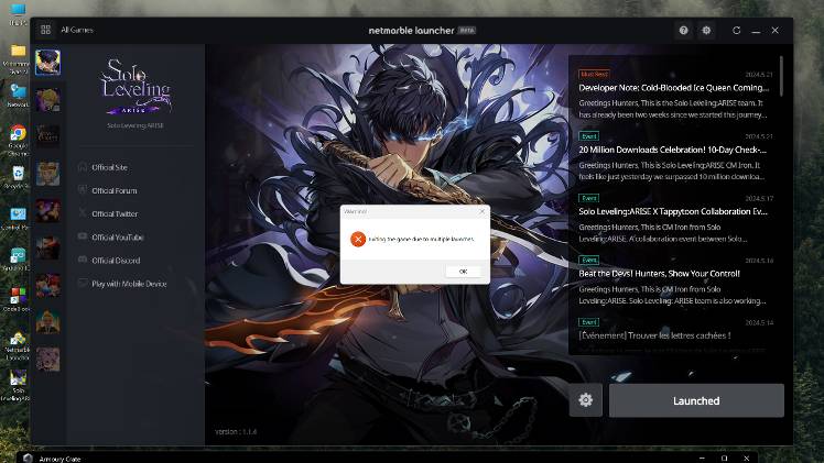Multiple launch error - Solo Leveling:ARISE