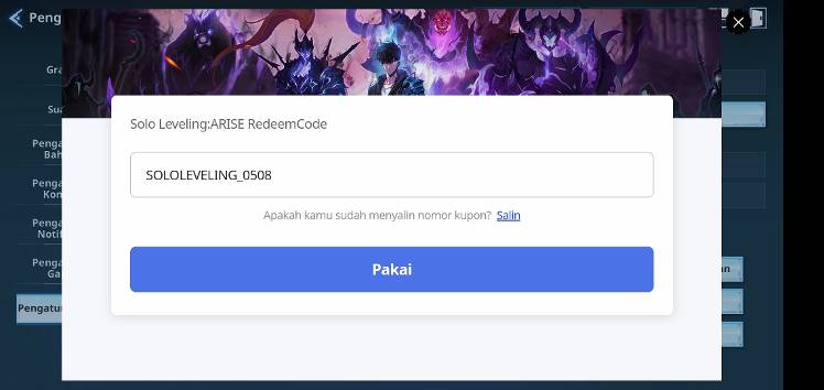 CodeRedeem, 💦 - Solo Leveling:ARISE