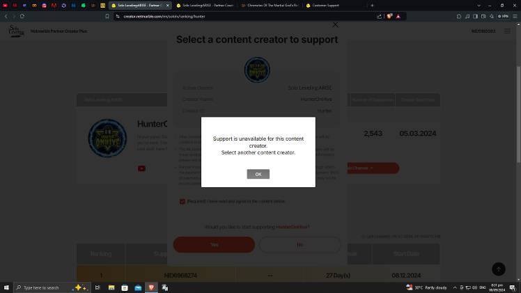 Cant support content creators - Solo Leveling:ARISE
