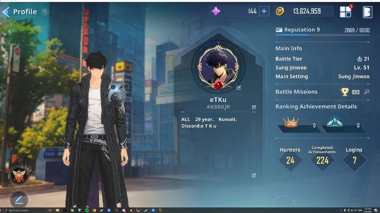 7 Day Login Account Rank 1 What Look Like - Solo Leveling:ARISE