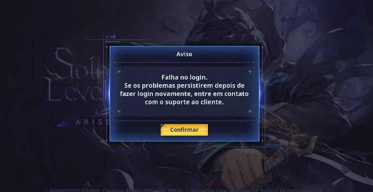 Não consigo fazer o login - Solo Leveling:ARISE